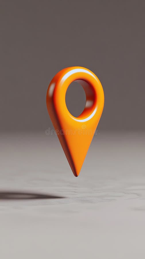 Orange Map Pin Icon Hovering Over a Neutral Background, Modern 3d ...