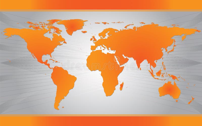 Orange Map of the world stock vector. Illustration of global - 7682551