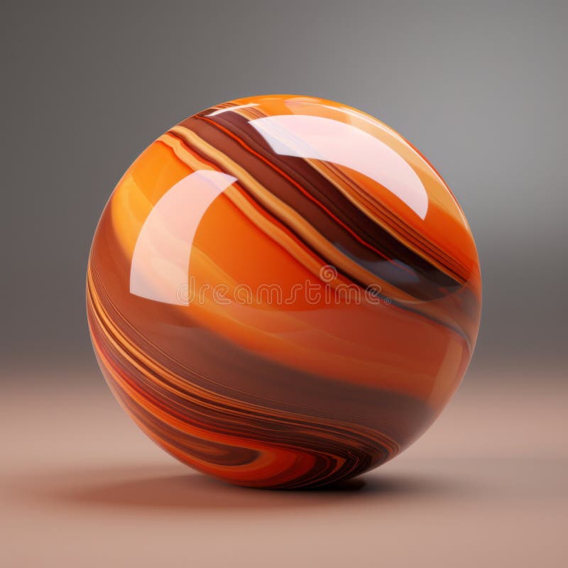 An Orange Marble Ball on a Gray Background Stock Illustration ...