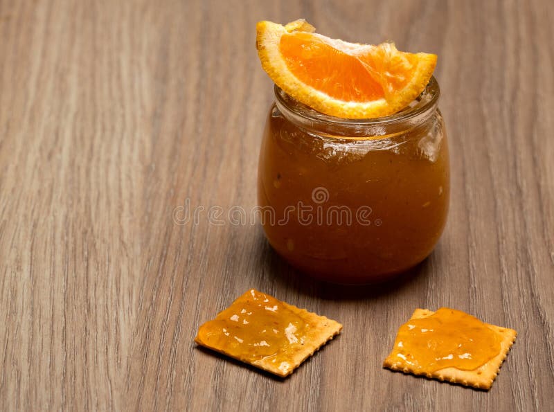 Orange Jam with Two Crackers Stock Photo - Image of object, nutrition ...