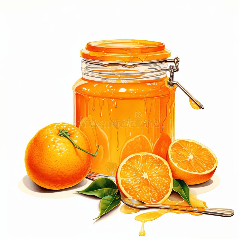 Orange Marmalade on White Background. Stock Illustration - Illustration ...