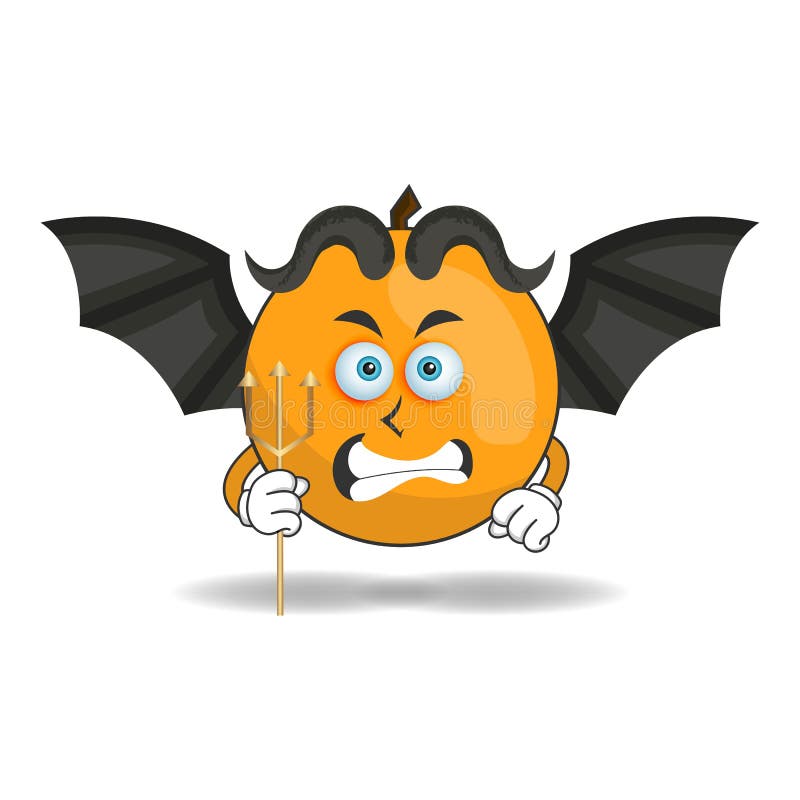The Orange Mascot Character Becomes a Devil. Vector Illustration Stock ...