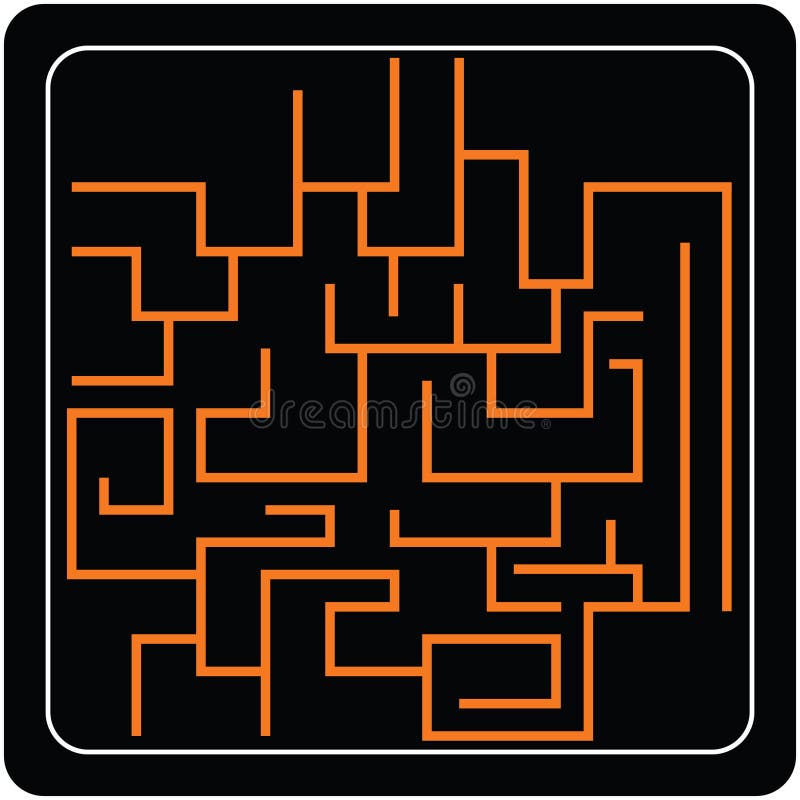 Orange Maze on a Black Background. Raster Stock Illustration ...