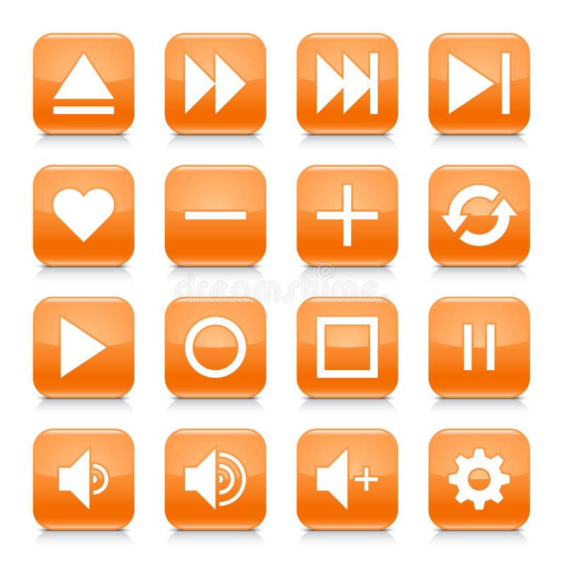 Orange Media Sign Rounded Square Icon Web Button Stock Vector ...