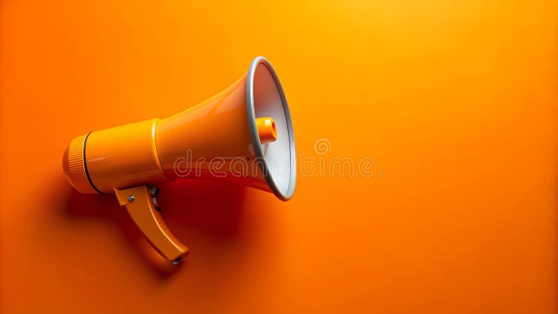 Orange Megaphone on an Orange Background with Empty Space for Text ...