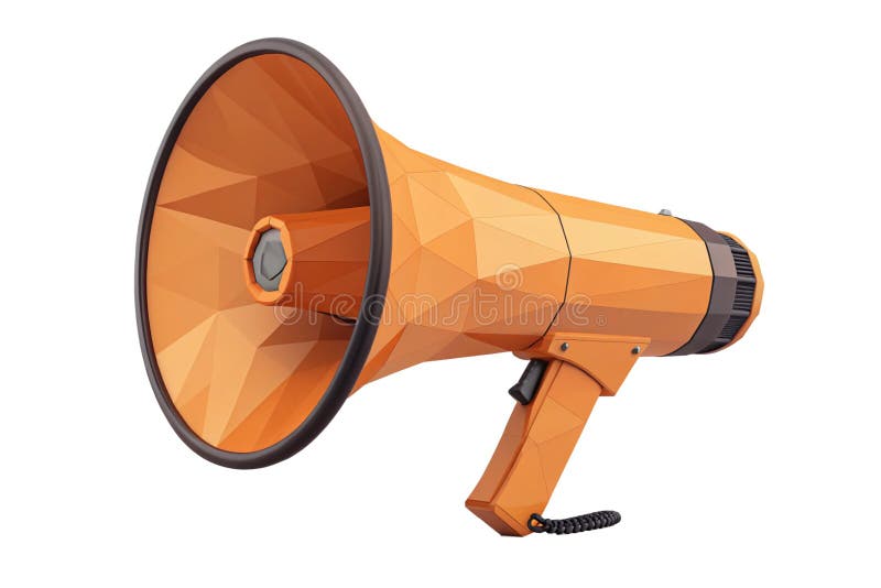 Orange Megaphone, Communication Tool, Isolated on White Background, 3d ...