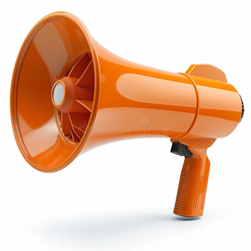 Orange Megaphone Isolated on White Stock Photo - Image of address ...