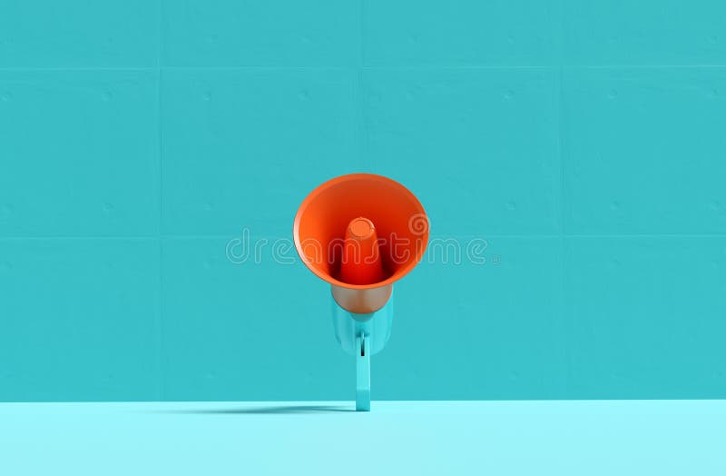 Orange Megaphone Standing on Blue Background is Making Announcement ...