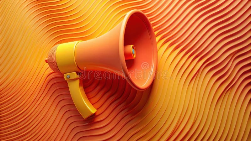 Orange Megaphone on Wavy Surface a Vibrant Illustration of a ...
