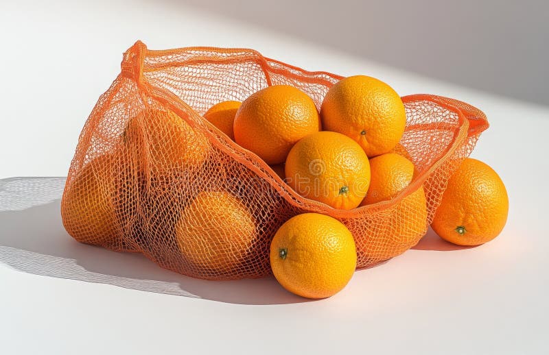 Orange Mesh Bag with Oranges and Mandarins for Fresh Fruit Storage ...