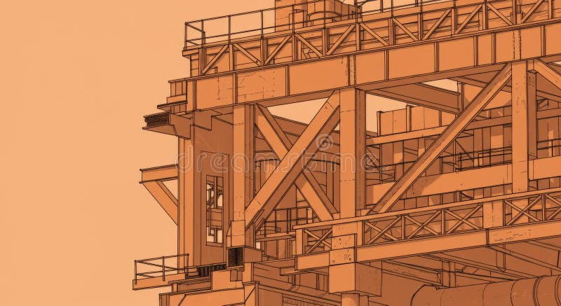 Orange Metal Structure Industrial Architecture Design Stock ...