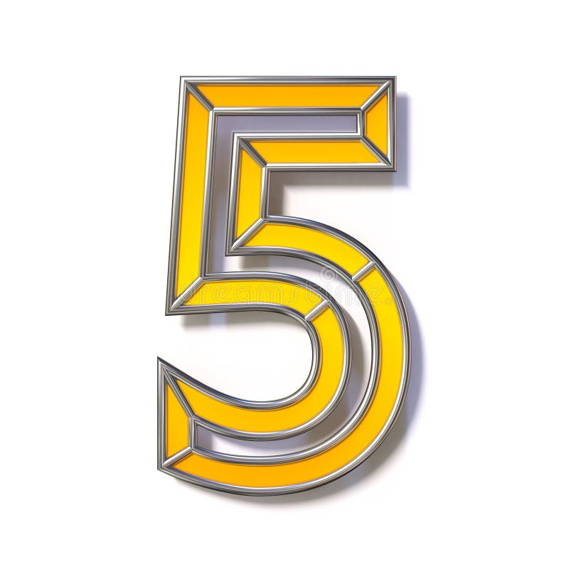 Orange Metal Wire Font Number 5 FIVE 3D Stock Illustration ...