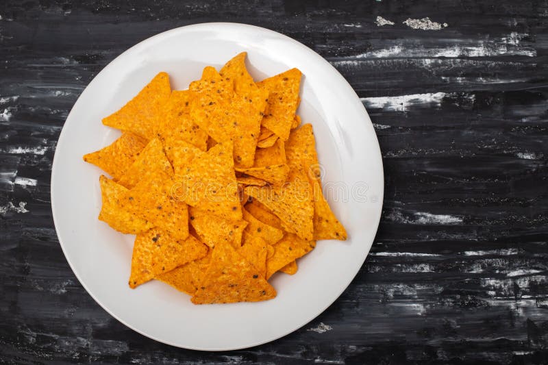 Orange Mexican Nachos Chips on Plate Stock Photo - Image of collection ...