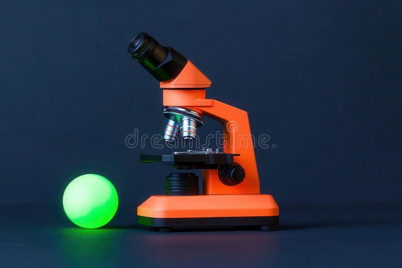 Orange Microscope Green Sphere Science Research Lab Equipment ...