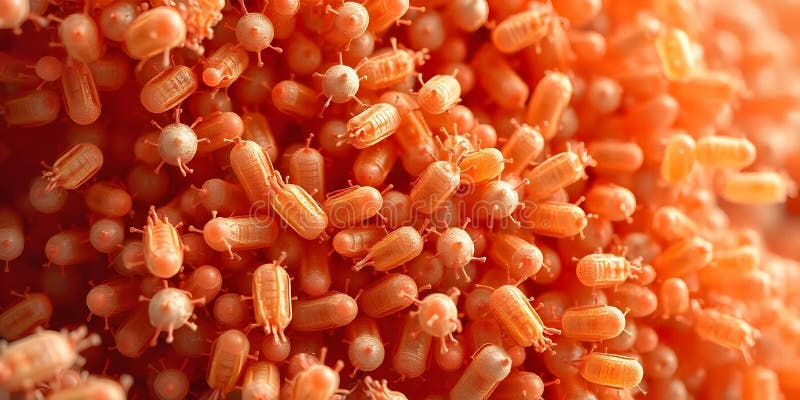 Orange Microscopic Organisms Cluster Together Macro View Showing ...