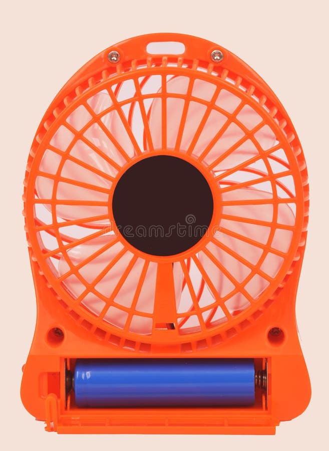 Orange mini fan stock image. Image of cable, background - 80070999