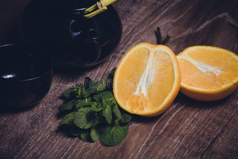 Orange and Mint Tea Served in Cup Stock Image - Image of freshness ...