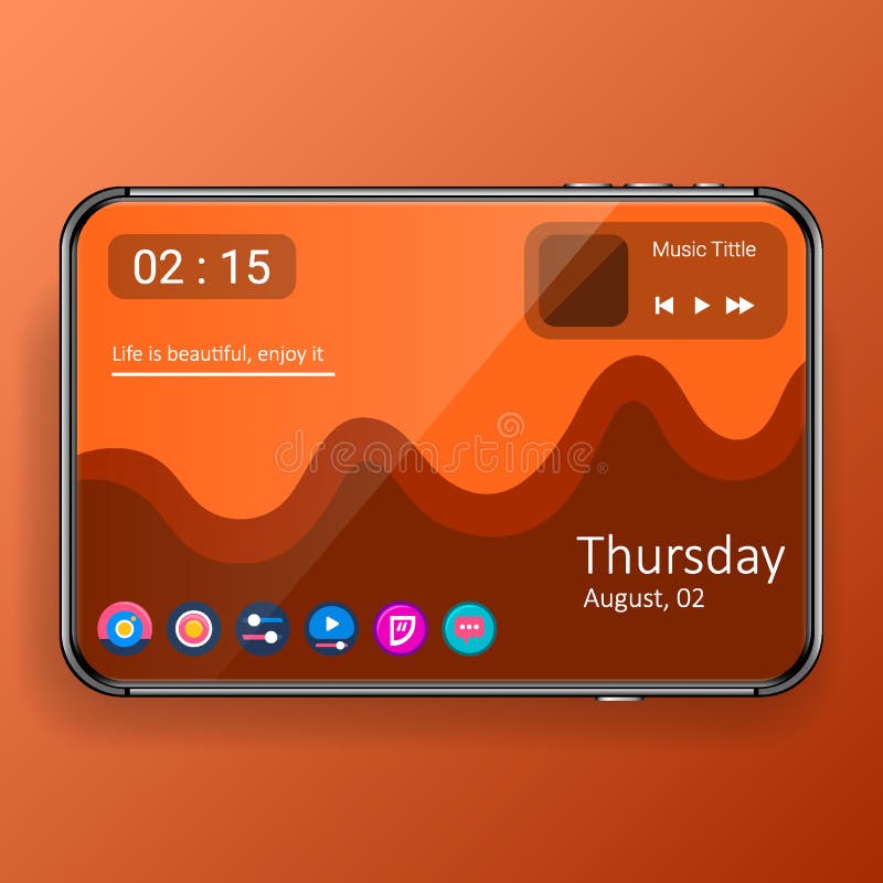 Orange Mobile Application Menu User Interface Digital Realistic Tablet ...