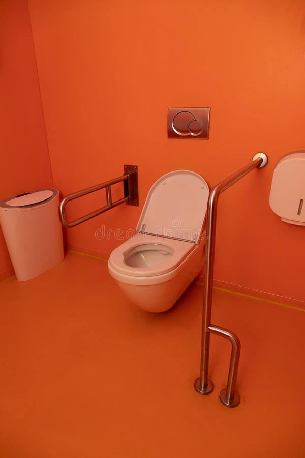 Orange Modern Bathroom for the Disabled Stock Image - Image of bath ...