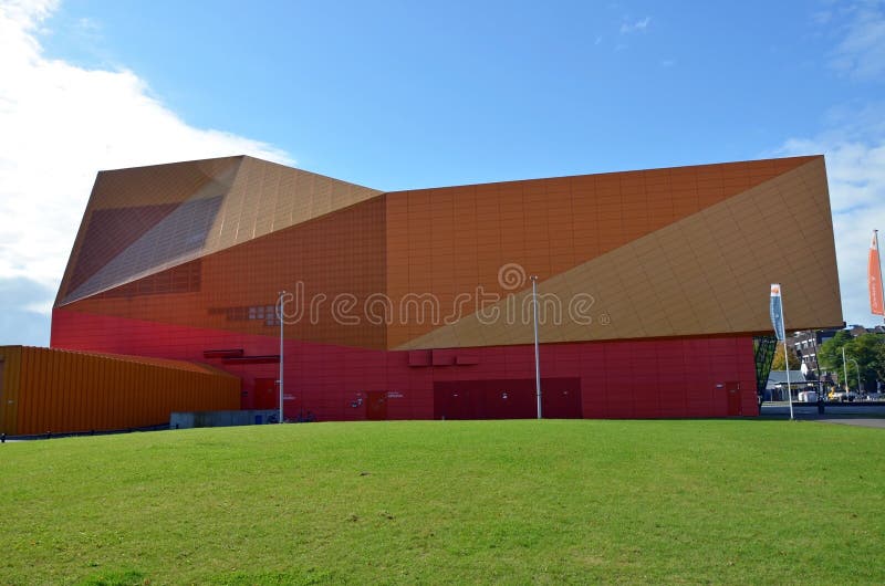 Orange Modern Building in Lelystadt, Holland Editorial Stock Photo ...