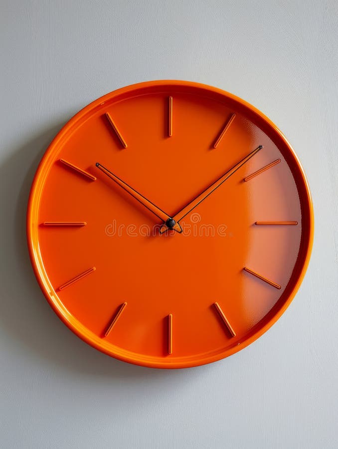 Orange Modern Wall Clock Minimalist Design Grey Stock Photos - Free ...
