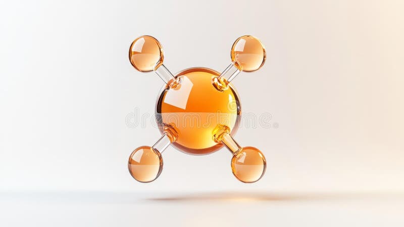 Orange Molecular Structure in 3D Rendered Design Stock Illustration ...
