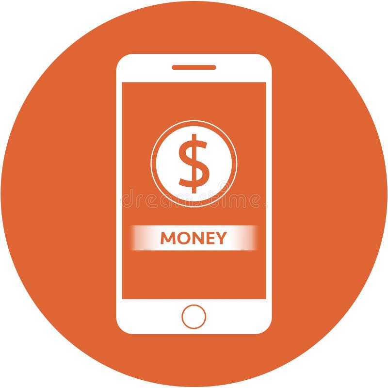 Orange Money and Dollars Sign Design in a Flat Round Button Stock ...