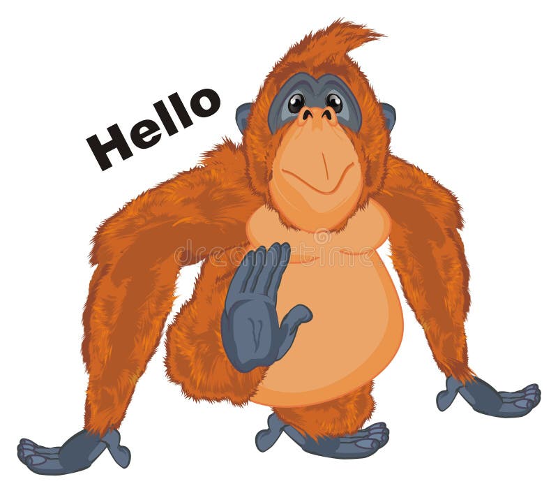 Orangutan say hello stock illustration. Illustration of primacy - 119354028