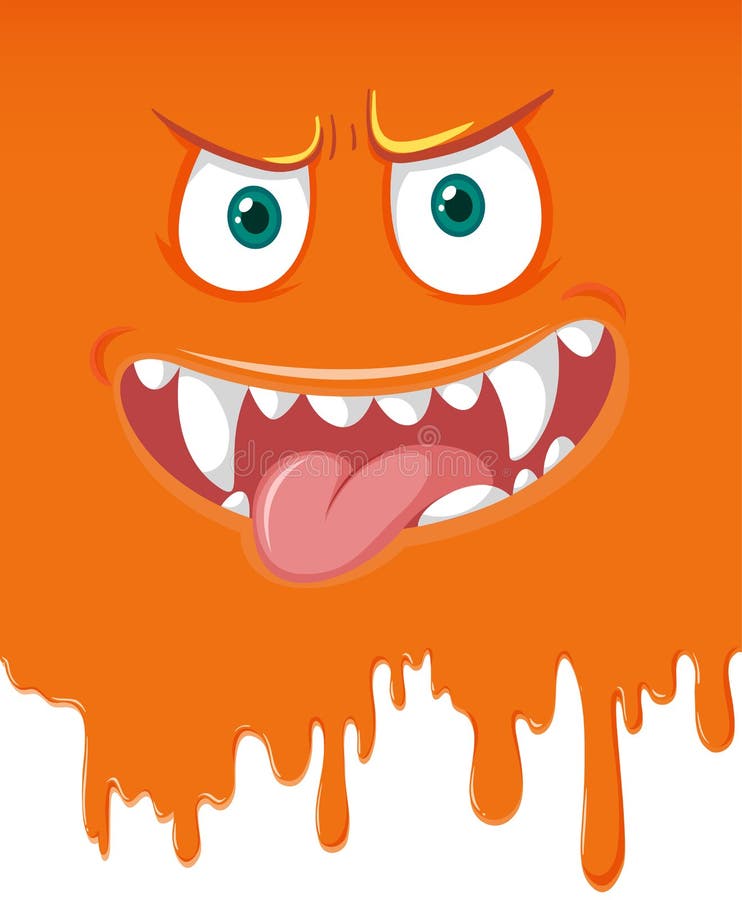 Orange Monster Face Dripping Stock Vector - Illustration of cute ...