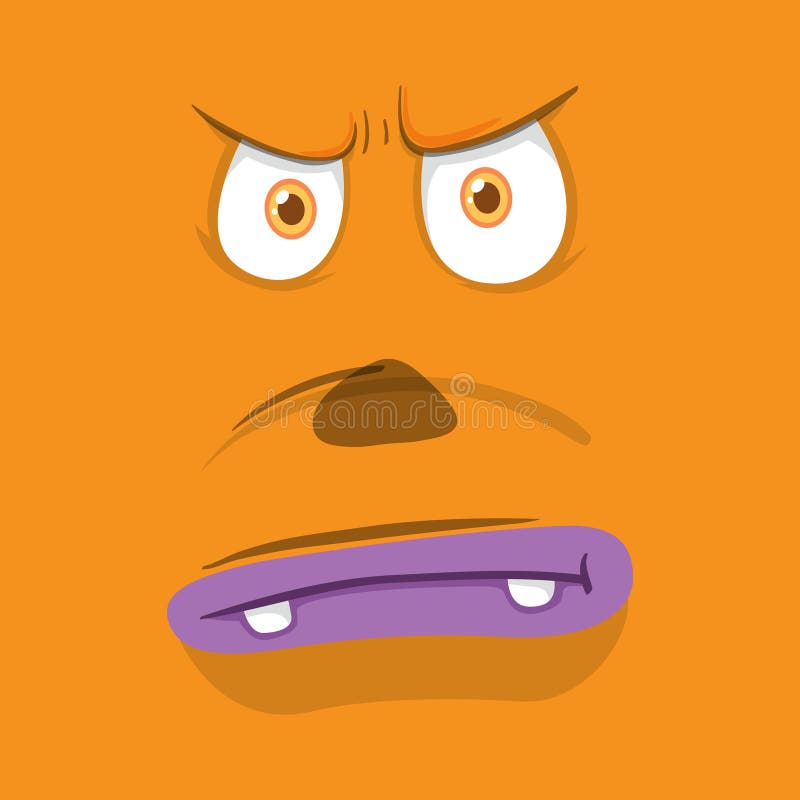 Orange Monster Face Expression Stock Vector - Illustration of eyes ...