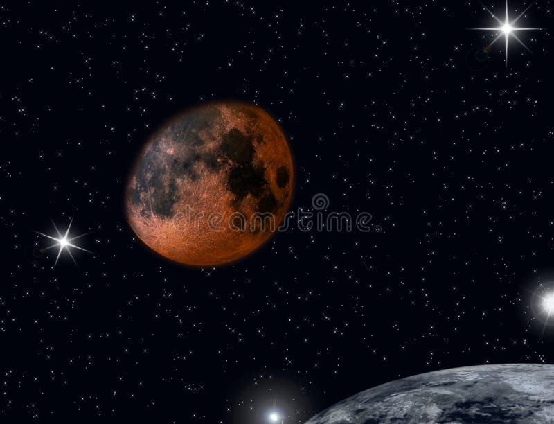 Orange moon stock illustration. Illustration of planets - 4853676