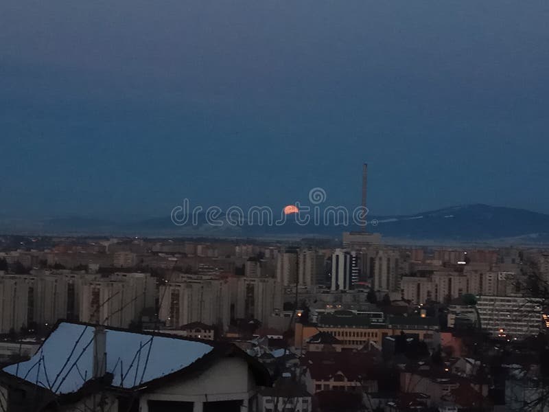Orange Moon in Brasov Transylvania Romania Stock Image - Image of ...