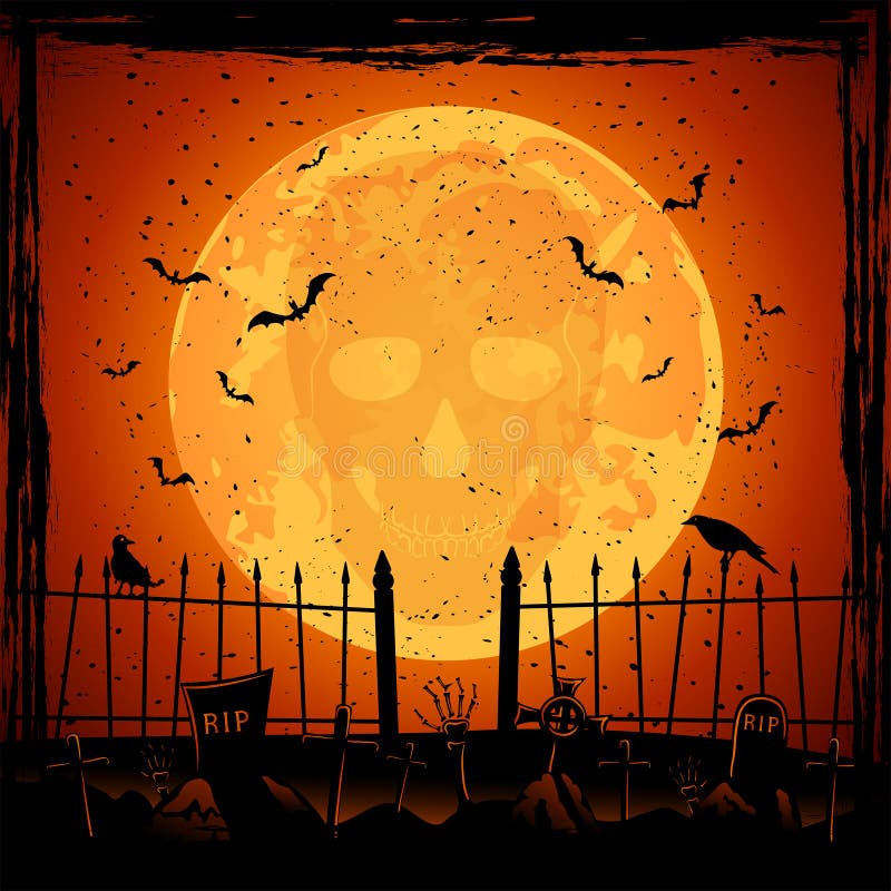 Orange Moon with skull stock vector. Illustration of holiday - 42956536