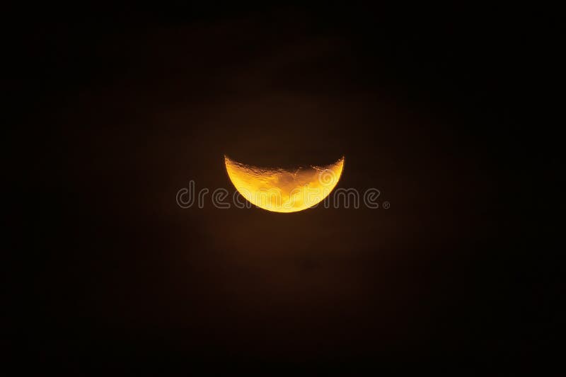 Orange Moon in Third Quarter Stock Image - Image of spatial, lunatic ...