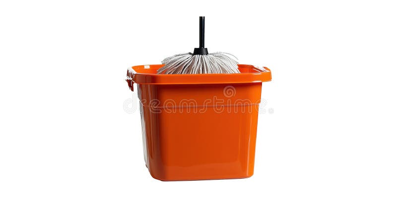Orange Mop Bucket with Mop Isolated on Transparent Background Stock ...