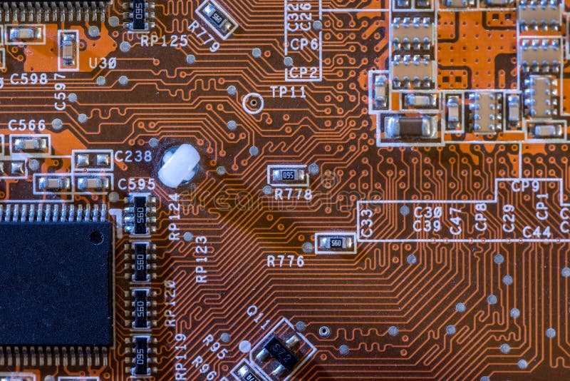 Orange Motherboard for Background Stock Image - Image of modern ...