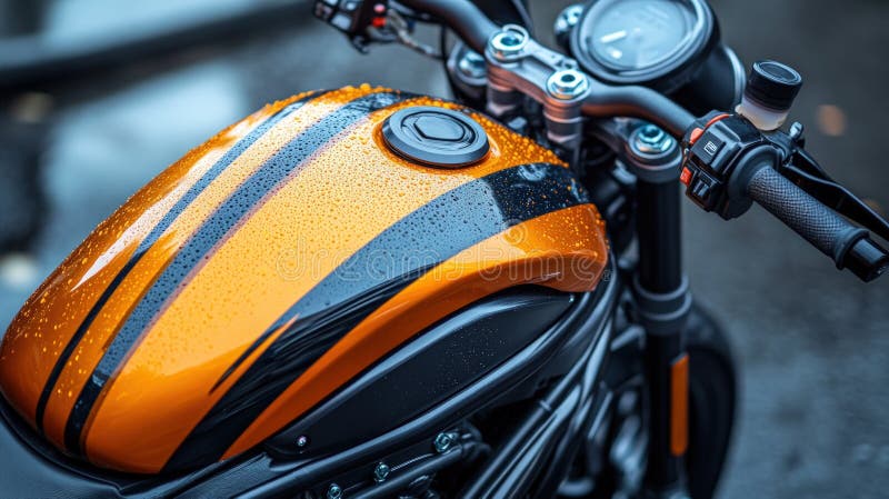 Orange Motorcycle Fuel Tank with Black Stripes Stock Illustration ...