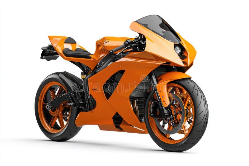 Orange Motorcycle on White Surface Stock Photo - Image of ...