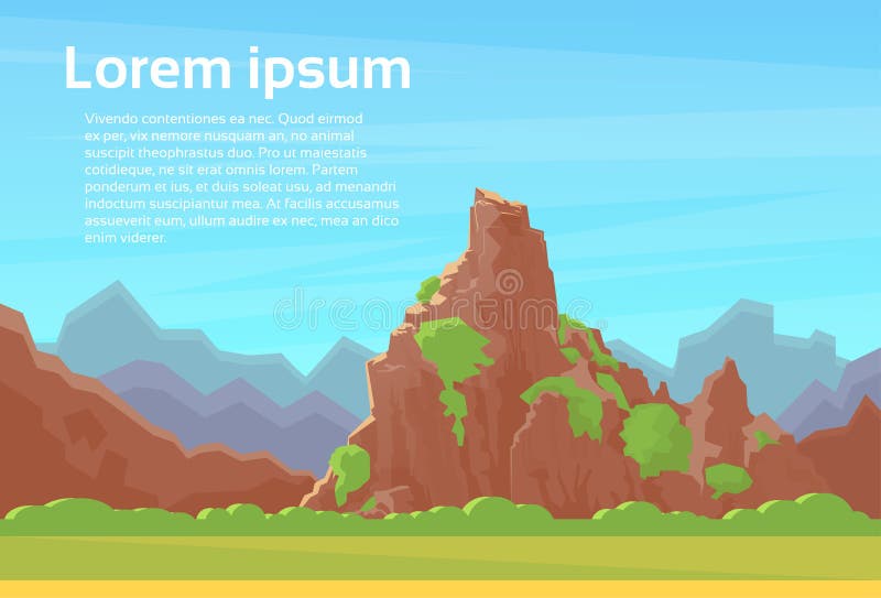 Orange Mountain Red Rock Blue Sky Landscape Stock Vector - Illustration ...