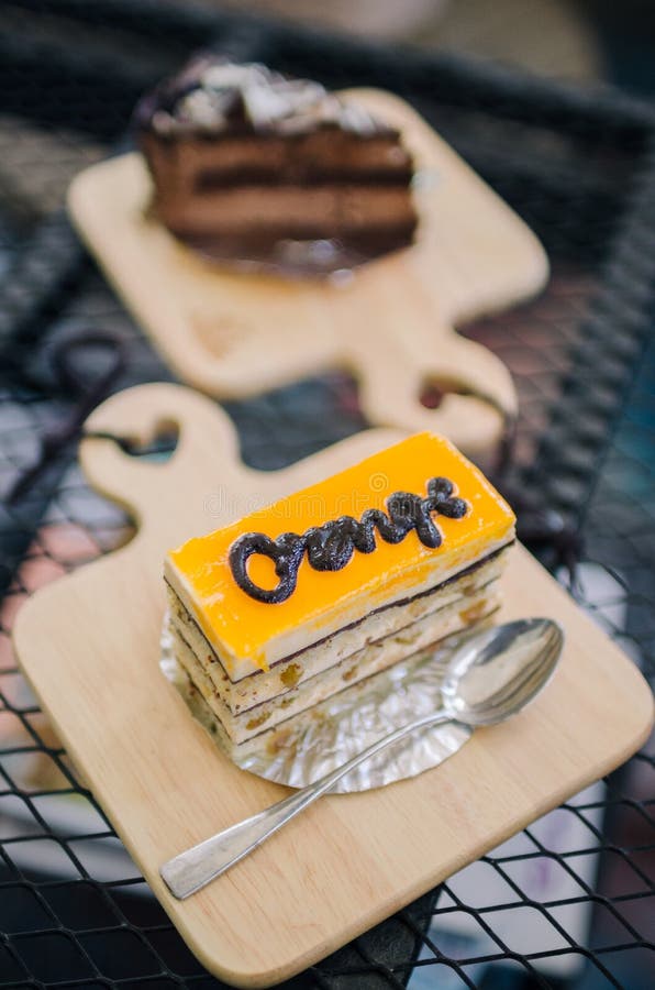 Orange mousse cakes stock image. Image of orange, coffeetime - 95985441