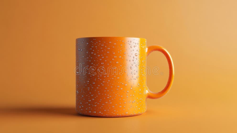 Orange Mug with Tiny White Spots on Orange Plain Background in Studio ...