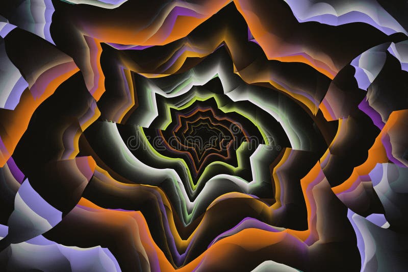 Orange Multi-colored Broken Pattern of Crooked Waves on a Black ...