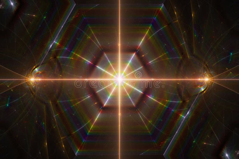 Orange Multi-colored Luminous Pattern of Curved Shapes and Rays on a ...