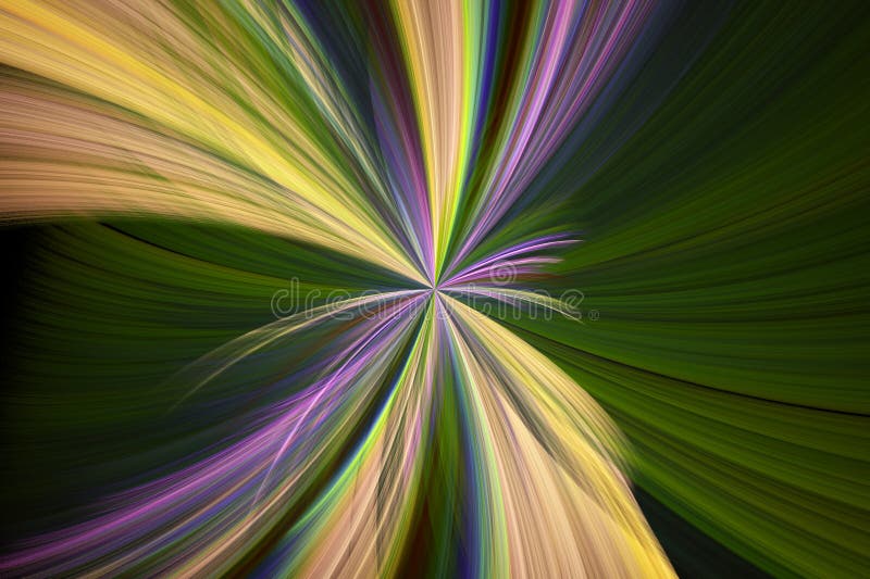 Orange Multi-colored Pattern of Curved Rays from the Center on a Black ...