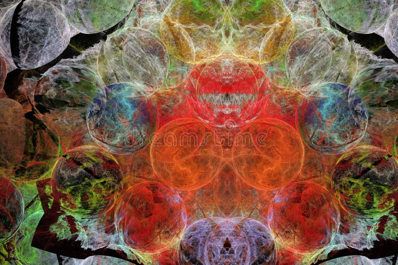 Orange Multi-colored Pattern of Curved Waves from Spheres on a Black ...