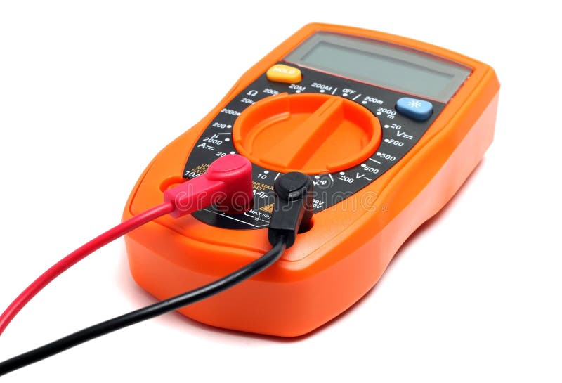Orange Multimeter on a White Stock Image - Image of electric ...