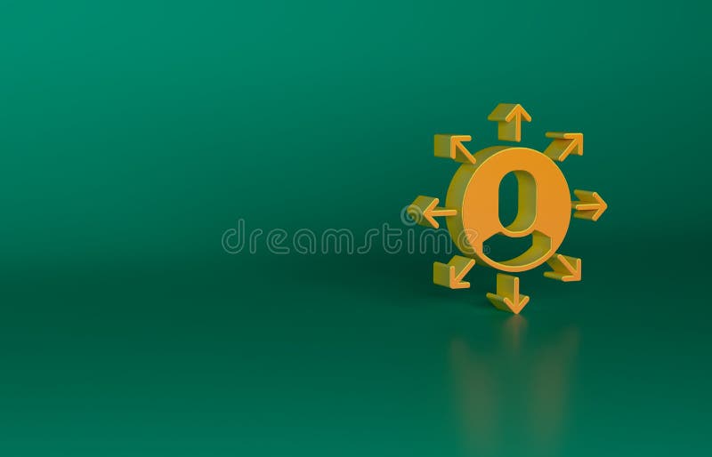Orange Multitasking Manager Working Icon Isolated on Green Background ...