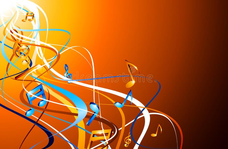 Orange Musical Background with Notes. Stock Vector - Illustration of ...