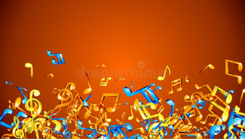 Orange Musical Background with Notes. Stock Vector - Illustration of ...