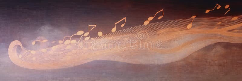 Orange Musical Notes Flowing through Luminous Path Stock Illustration ...